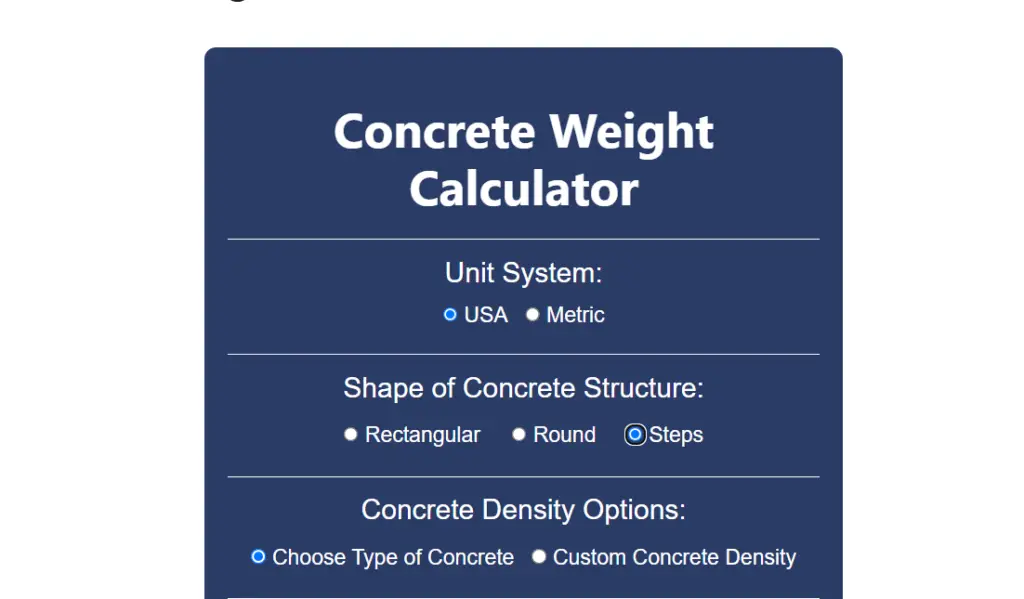 Concrete Weight Calculator & Density Chart by Concrete Type